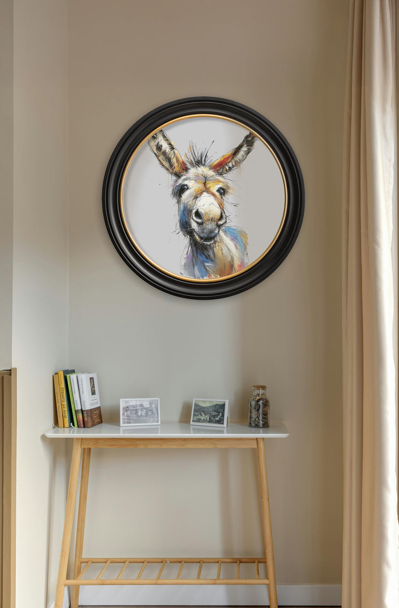 Donkey Jack & Jennet Cosy Sketch - Oxford Round Frame – T A Interiors