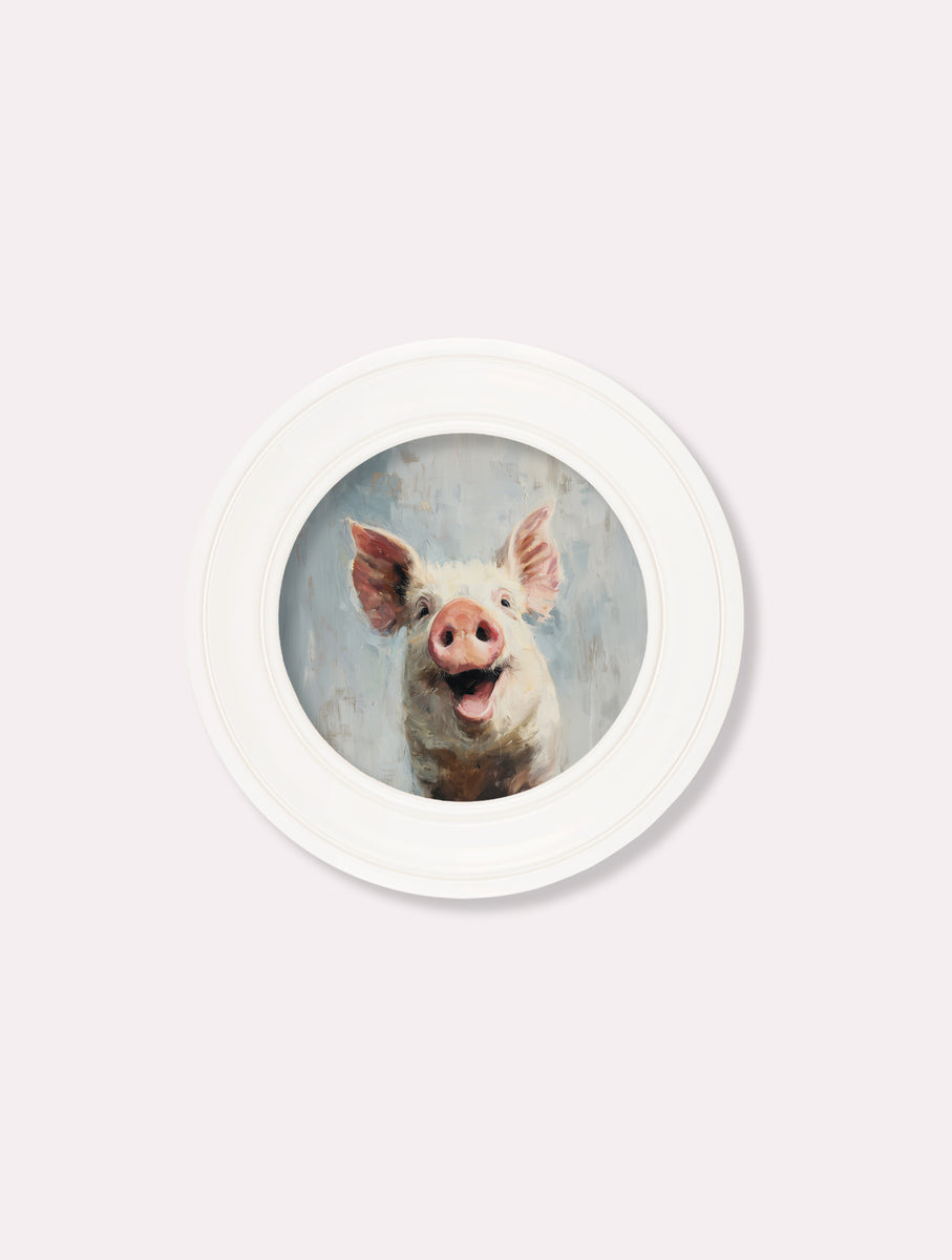 The Giggly Pig - Oxford Strong White round frame – T A Interiors